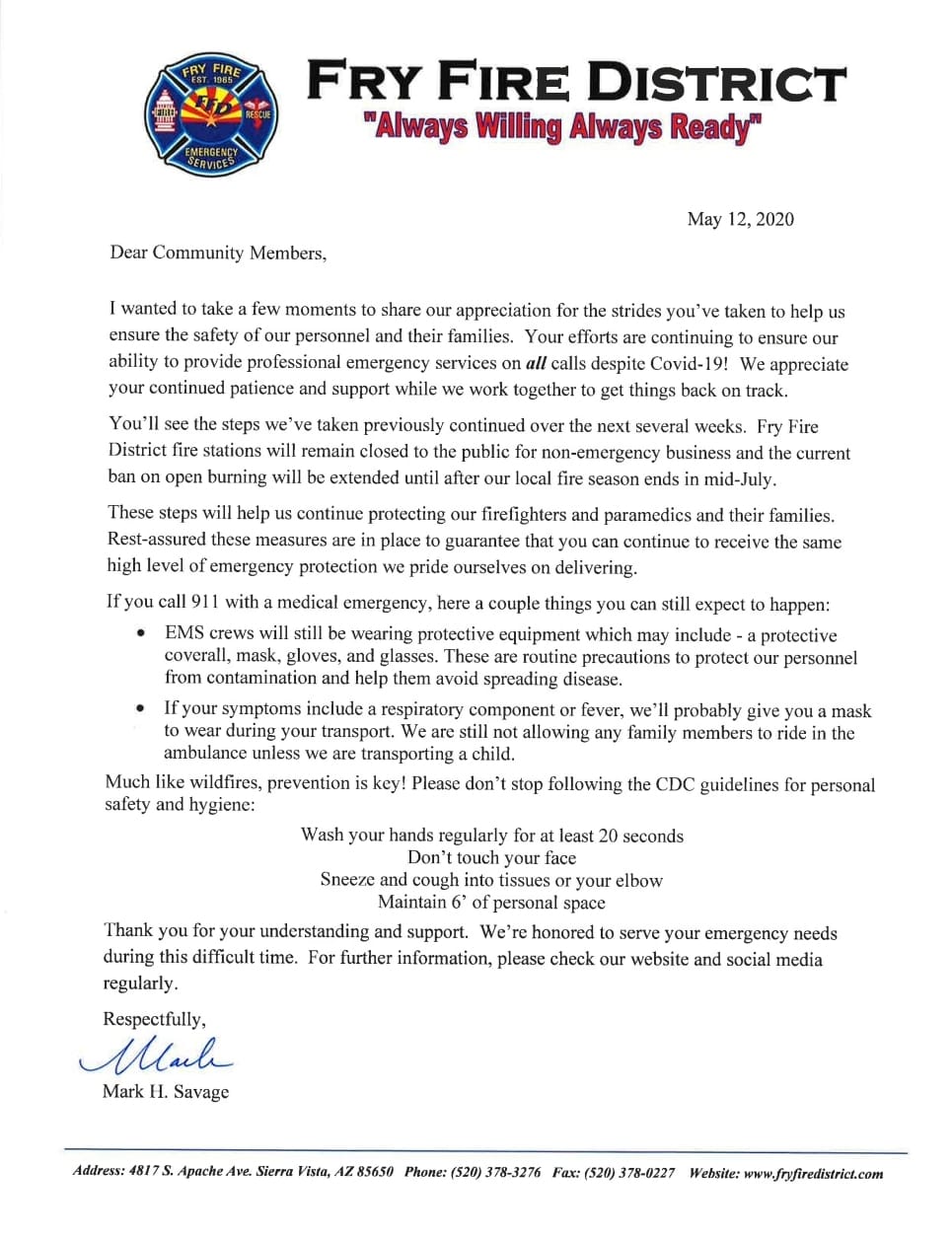 Miami Dade County Fire Letter Head